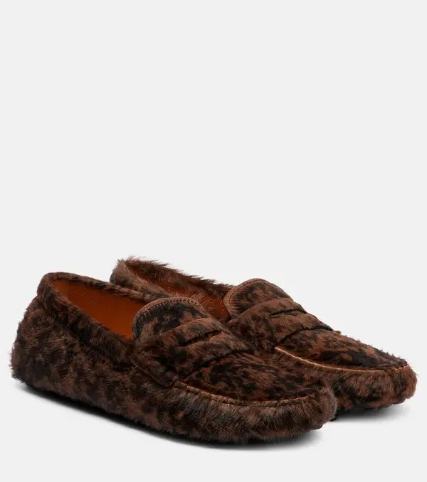 TOD'S Gommino Calf Hair Driving Shoes - Black