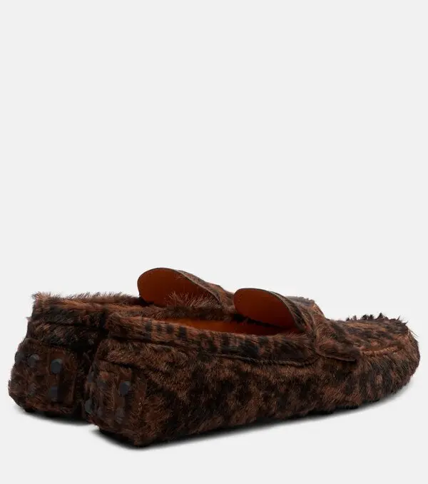 TOD'S Gommino Calf Hair Driving Shoes - Black