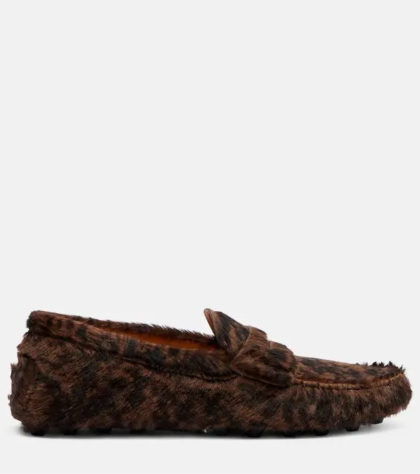 TOD'S Gommino Calf Hair Driving Shoes - Black