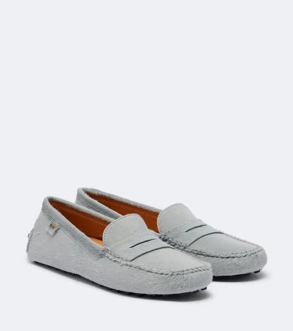 TOD'S Gommino Calf Hair Driving Shoes - Blue