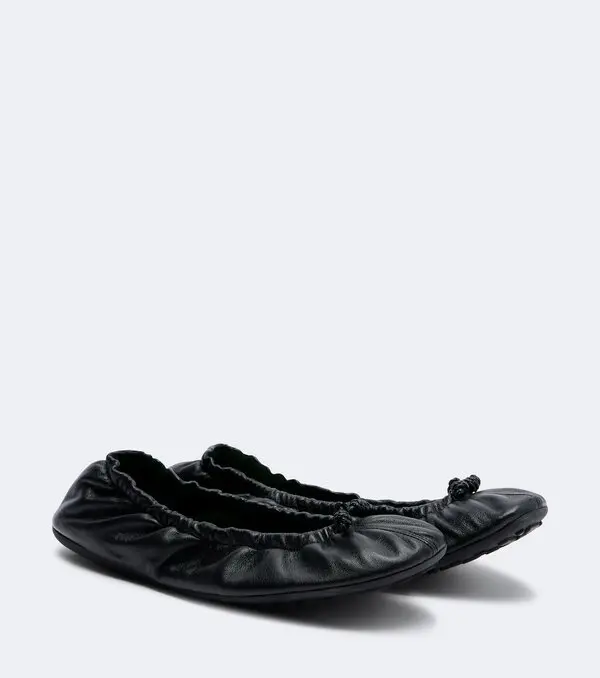 Bottega Veneta Fantasmina Leather Ballet Flats - Black