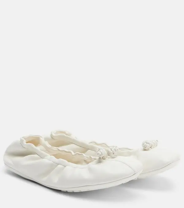 Bottega Veneta Fantasmina Leather Ballet Flats - White