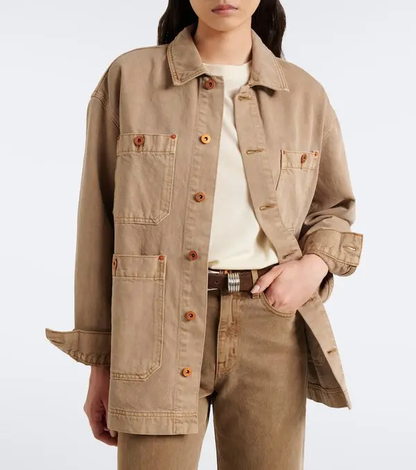 SLVRLAKE Worker Denim Jacket In Driftwood - Brown
