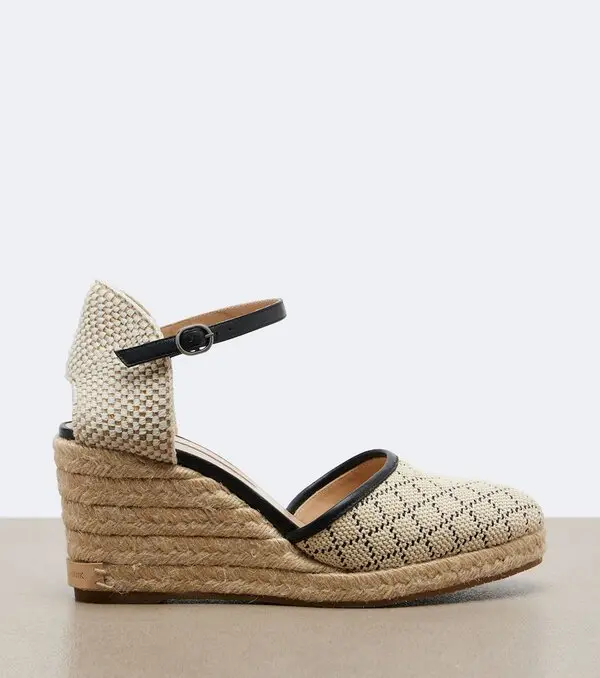 Manolo Blahnik Raffia-effect Espadrille Wedges