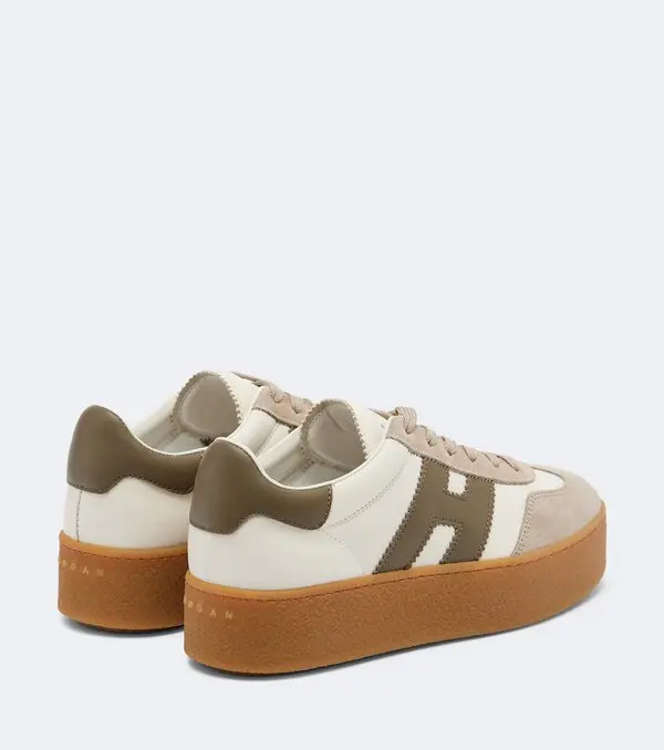 Hogan Leather Platform Sneakers With Suede Trim