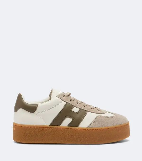 Hogan Leather Platform Sneakers With Suede Trim