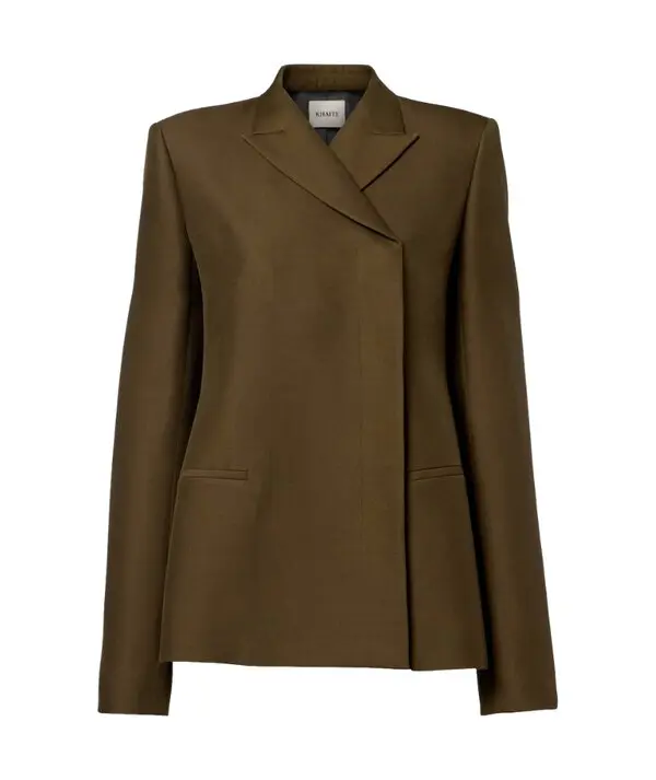 Khaite Silvannah Wool And Silk Cady Blazer - Green