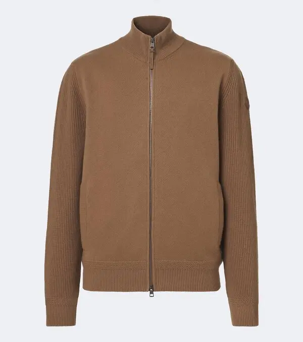 Moncler Wool And Cashmere Zipped Cardigan - Brown