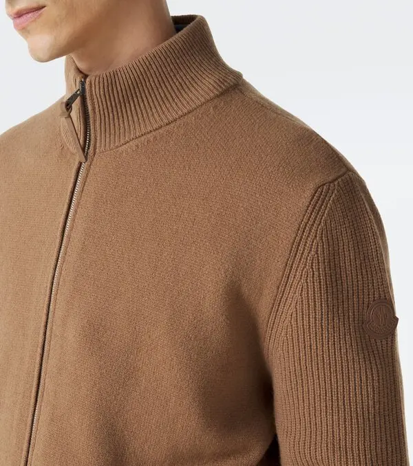 Moncler Wool And Cashmere Zipped Cardigan - Brown