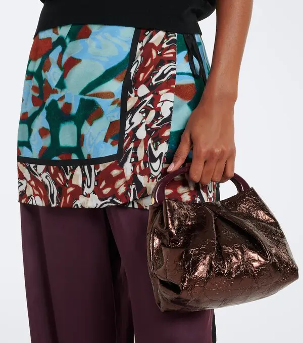Dries Van Noten Metallic Leather Top-handle Bag