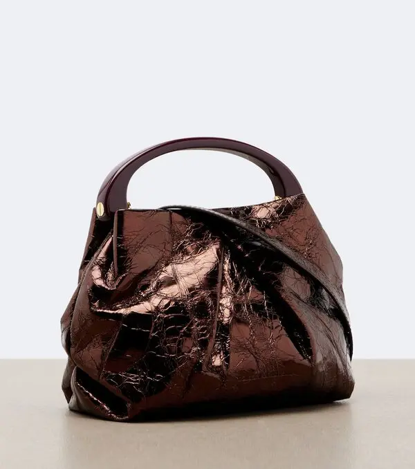 Dries Van Noten Metallic Leather Top-handle Bag