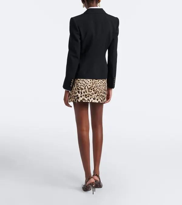 Dolce & Gabbana Leopard Print Cotton And Silk-blend Miniskirt