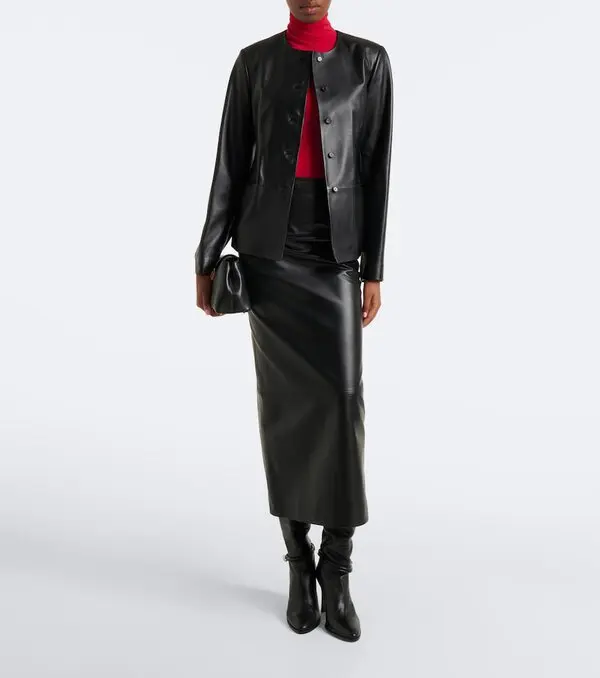 Loulou De Saison Inga Leather Midi Skirt