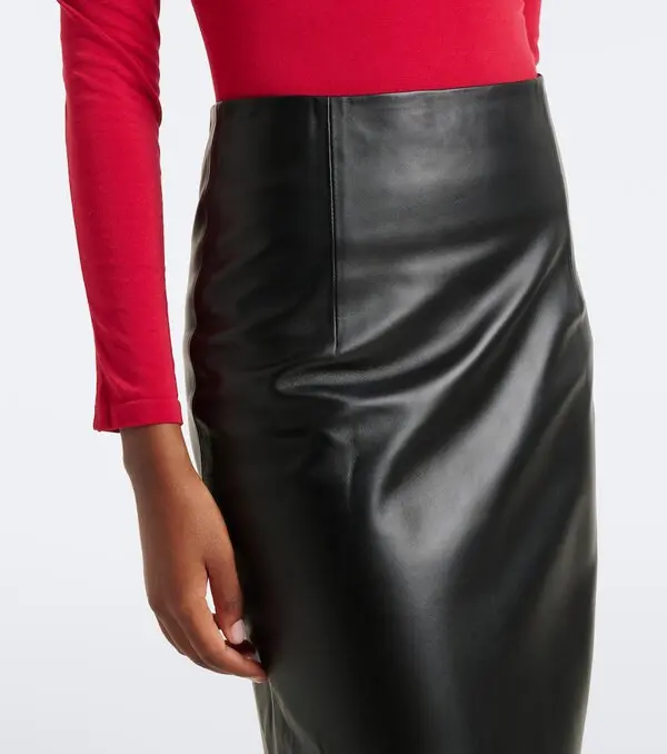 Loulou De Saison Inga Leather Midi Skirt