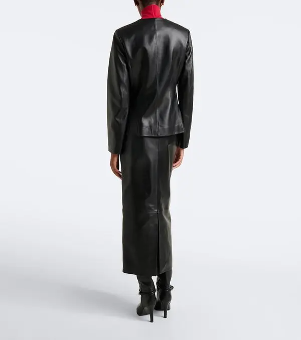 Loulou De Saison Inga Leather Midi Skirt