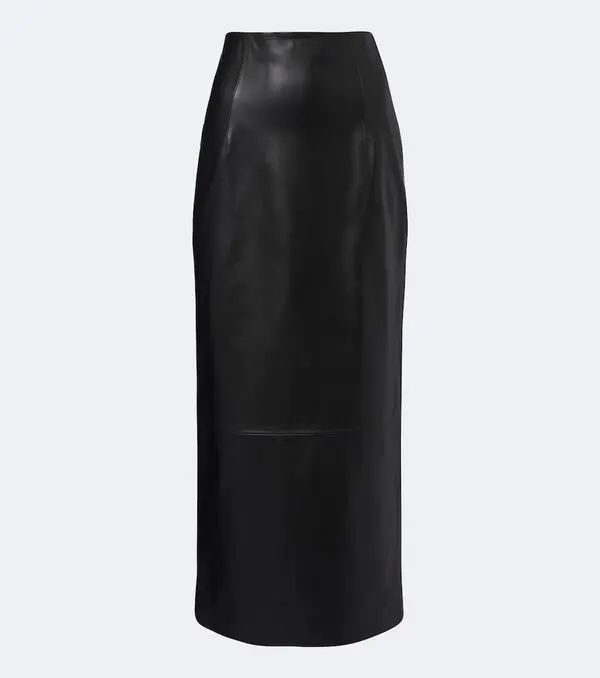 Loulou De Saison Inga Leather Midi Skirt - Black