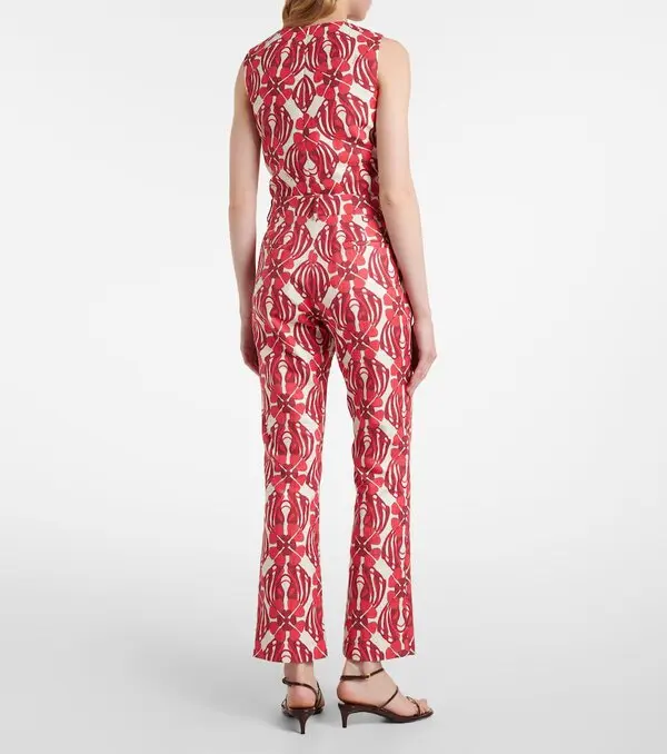 La DoubleJ 24/7 Printed Cotton Straight Pants - Red
