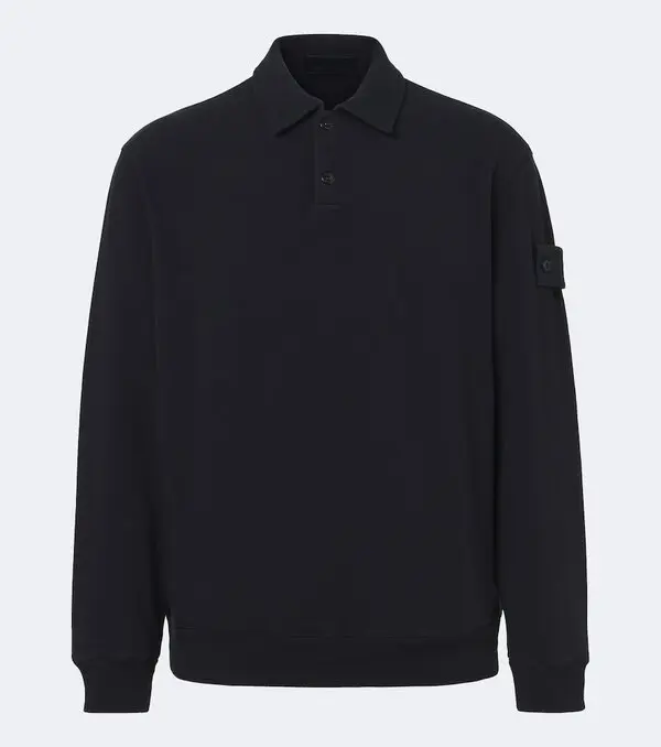 Stone Island Ghost Cotton Blend Jersey Polo Sweatshirt