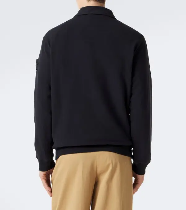 Stone Island Ghost Cotton Blend Jersey Polo Sweatshirt
