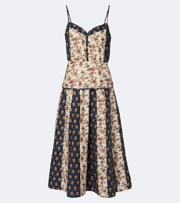 Polo Ralph Lauren Floral Cotton And Silk Midi Dress - Multicoloured