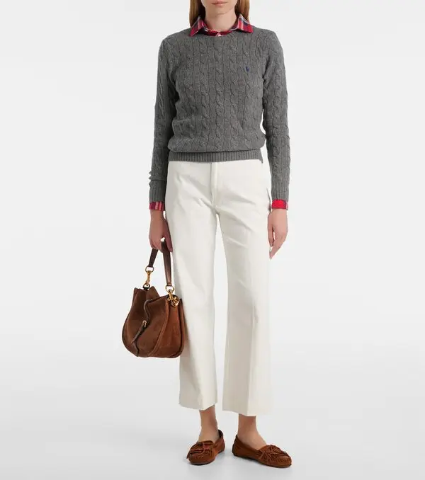 Polo Ralph Lauren Cable-knit Wool And Cashmere Sweater - Grey