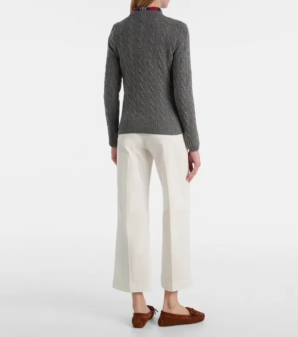 Polo Ralph Lauren Cable-knit Wool And Cashmere Sweater - Grey