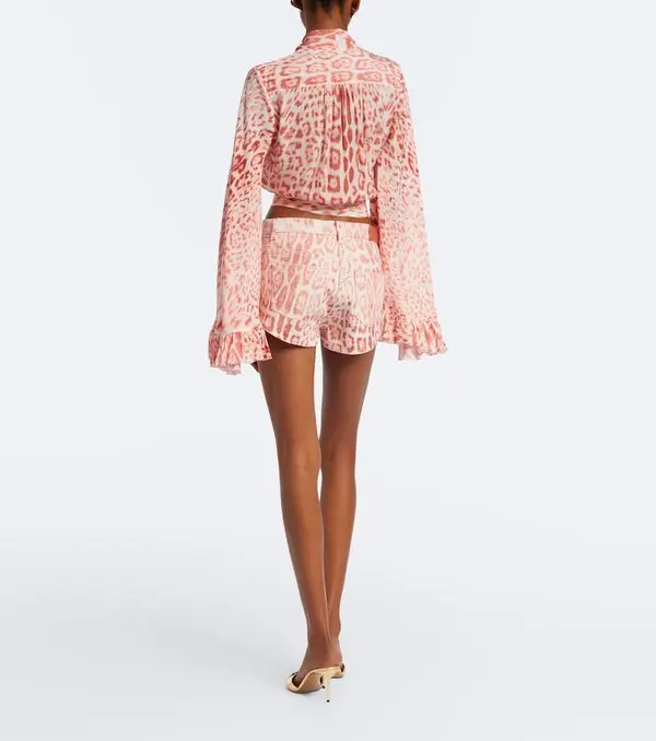 Roberto Cavalli Leopard-print Denim Shorts