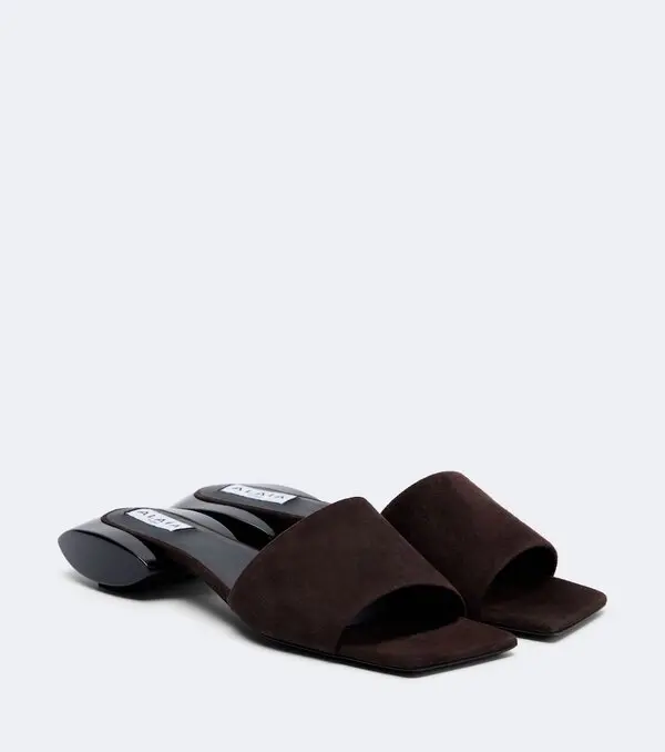 Alaïa Ellipse Suede Mules - Brown
