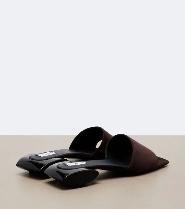 Alaïa Ellipse Suede Mules - Brown