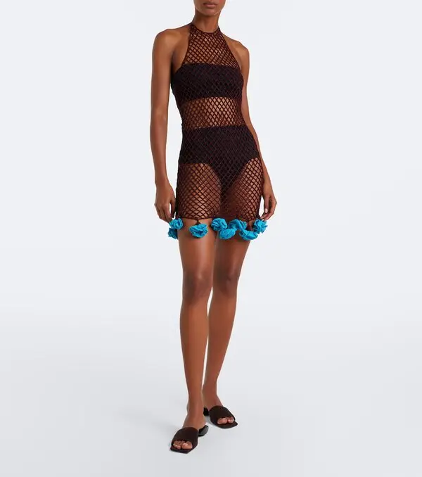 Alaïa Ellipse Suede Mules - Brown