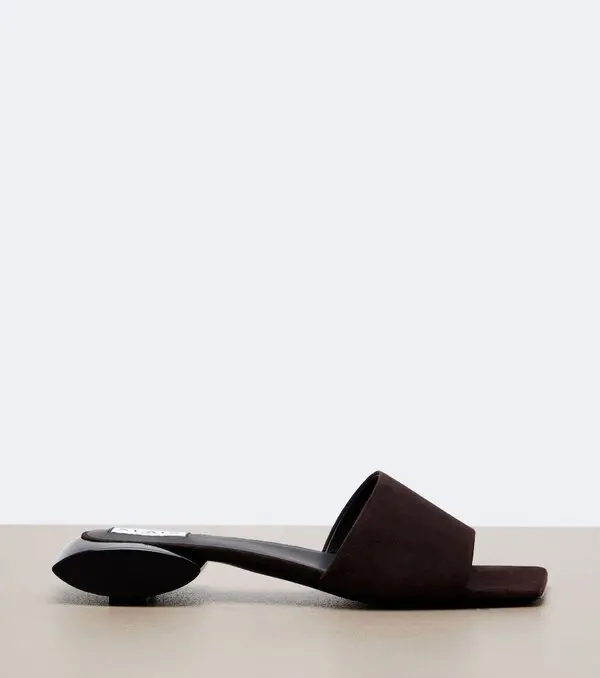 Alaïa Ellipse Suede Mules - Brown
