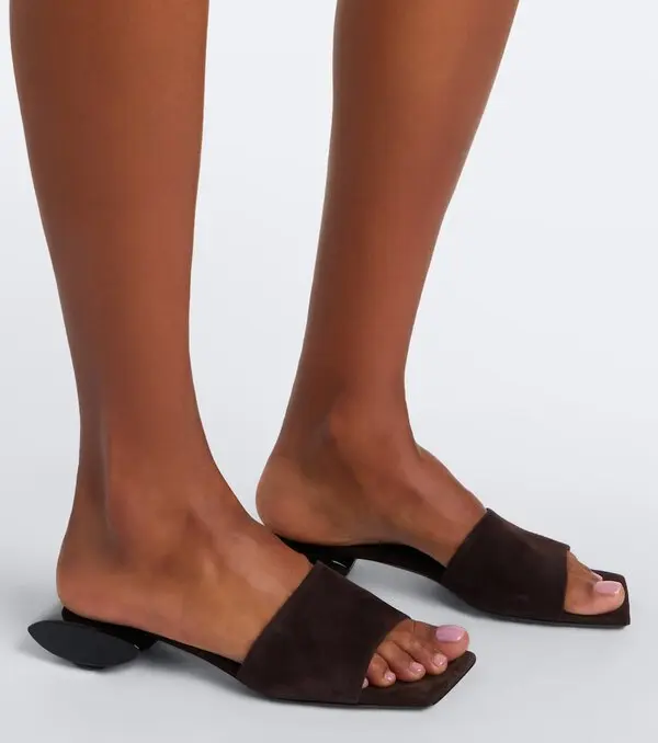 Alaïa Ellipse Suede Mules - Brown