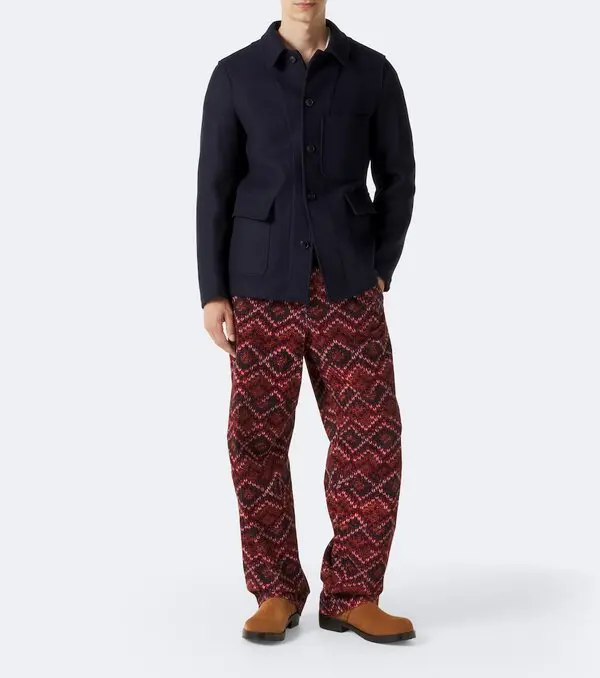 Dries Van Noten Printed Cotton Corduroy Straight Pants