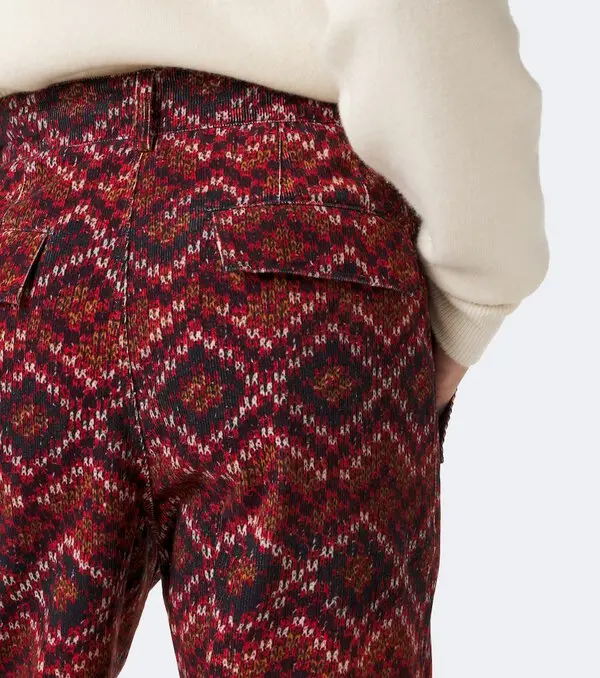 Dries Van Noten Printed Cotton Corduroy Straight Pants
