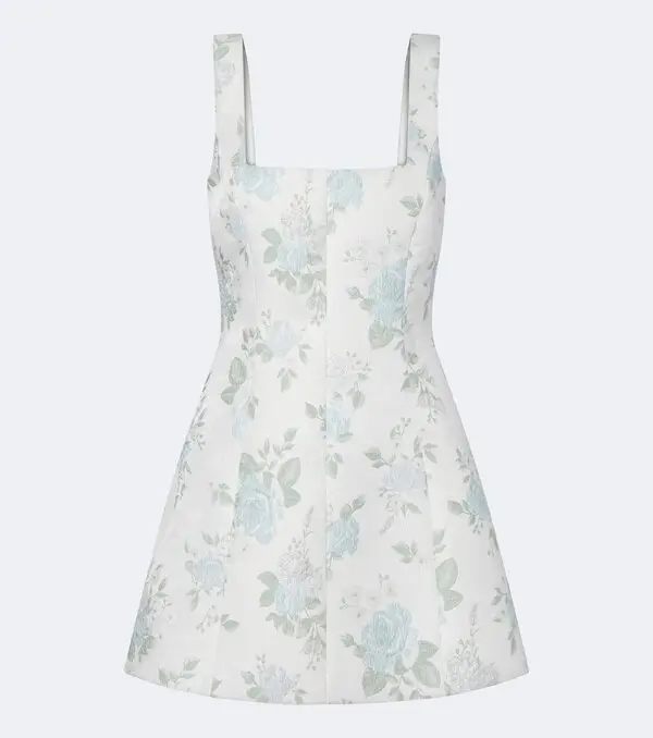 MARKARIAN Floral Lamé Brocade Mini Dress - Blue