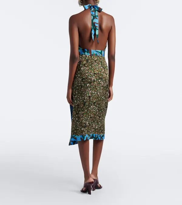 Dries Van Noten Printed Halterneck Midi Dress - Multicoloured