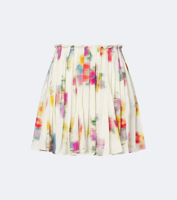 MARANT ETOILE Pleated Printed Miniskirt - Yellow