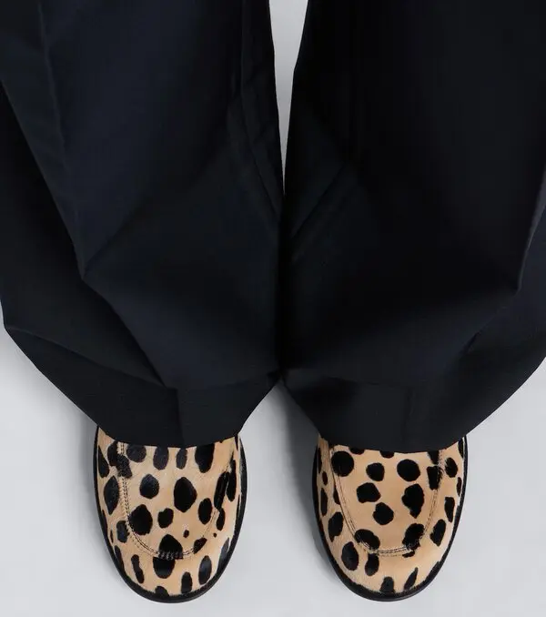 TOD'S Gommino Leopard Print Calf Hair Driving Shoes - Beige