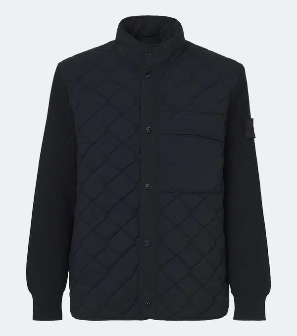 Stone Island Ghost Ribbed-knit Quilted Jacket - Blue