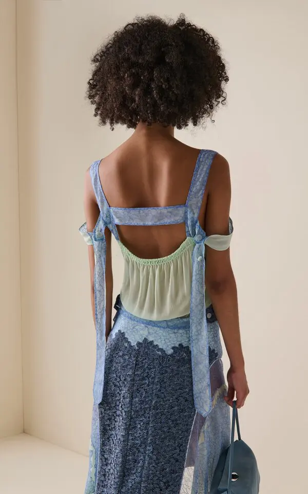 Christopher Esber Cleo Utility Suspended Laced Cotton-silk Top