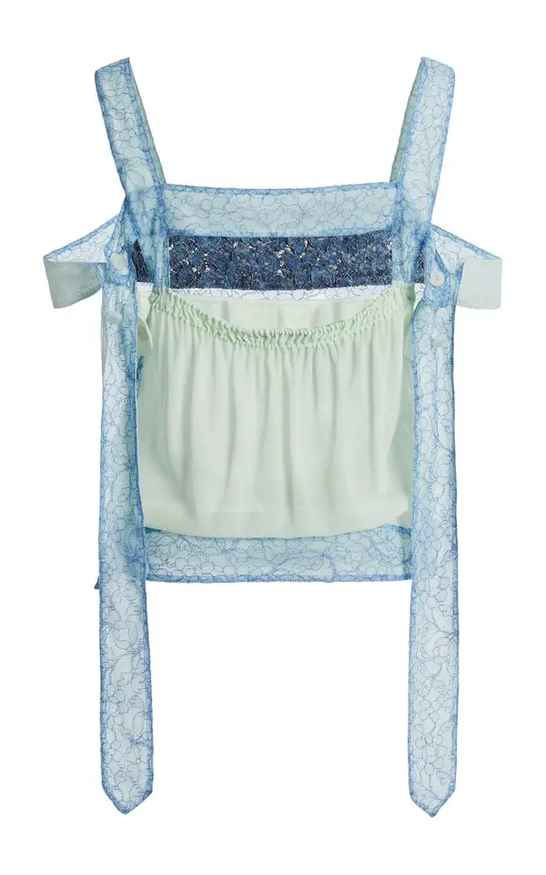 Christopher Esber Cleo Utility Suspended Laced Cotton-silk Top