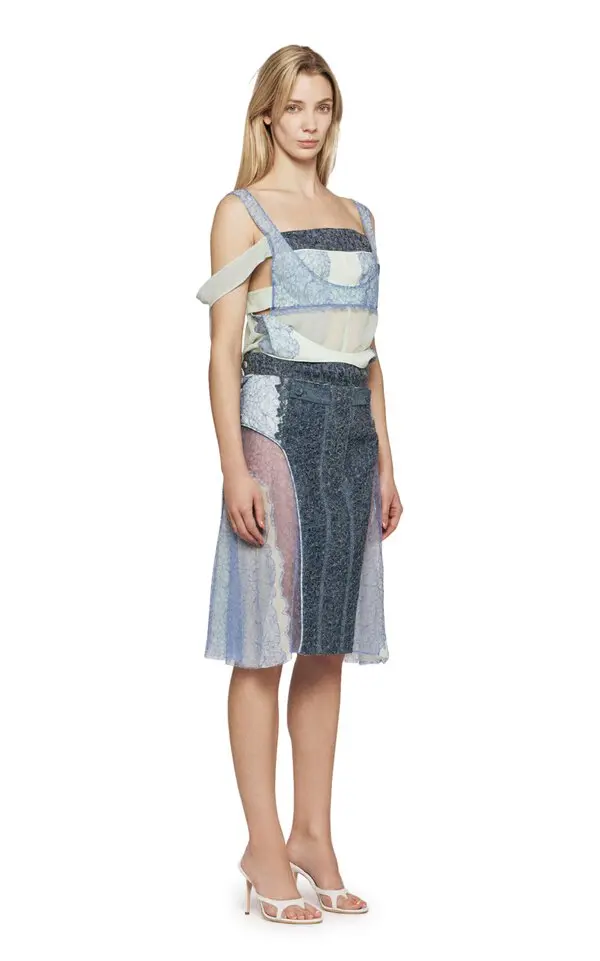 Christopher Esber Cleo Utility Suspended Laced Cotton-silk Top