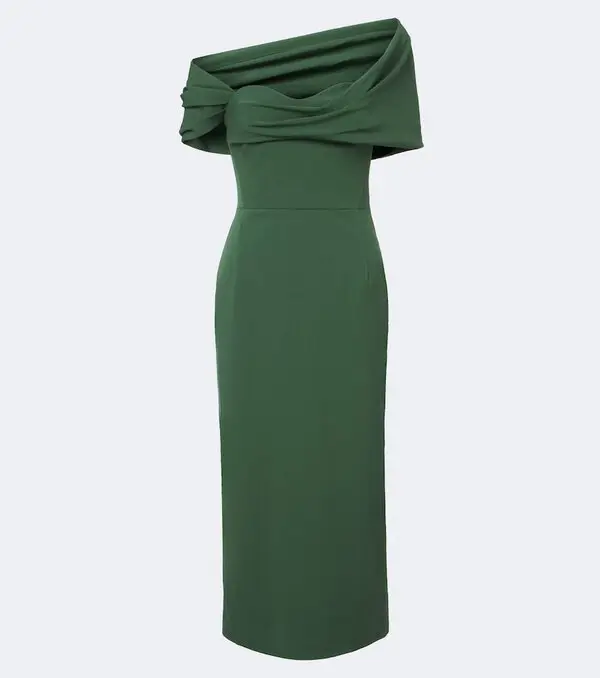 Carolina Herrera Off-shoulder Cocktail Dress In Racing - Green