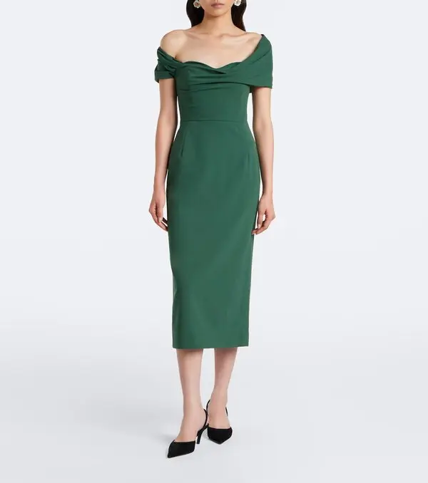 Carolina Herrera Off-shoulder Cocktail Dress In Racing - Green