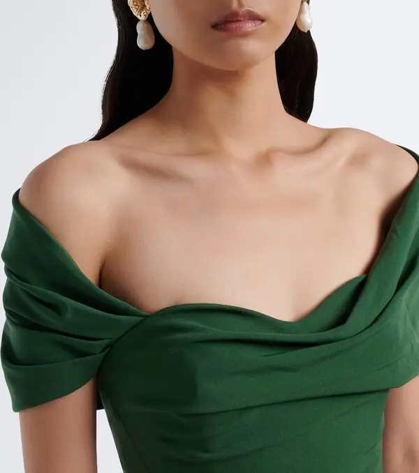 Carolina Herrera Off-shoulder Wool-blend Cocktail Dress - Green