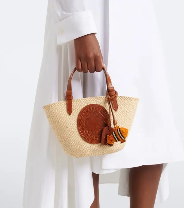 AQUAZZURA Tropical Mini Raffia Tote Bag