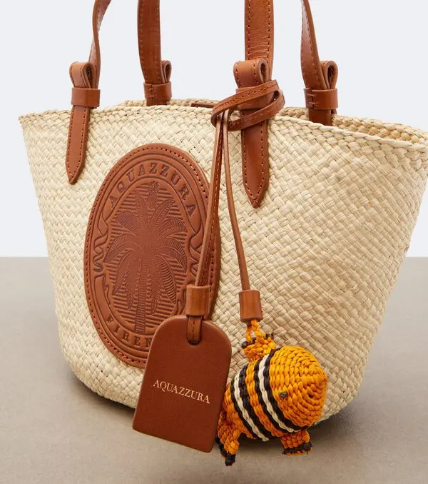 AQUAZZURA Tropical Mini Raffia Tote Bag