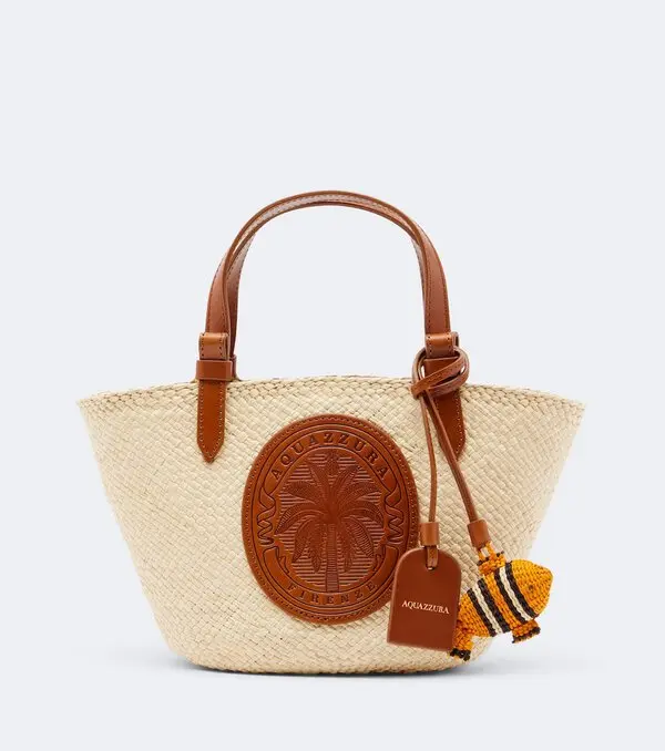 AQUAZZURA Raffia Top-handle Bag - Beige