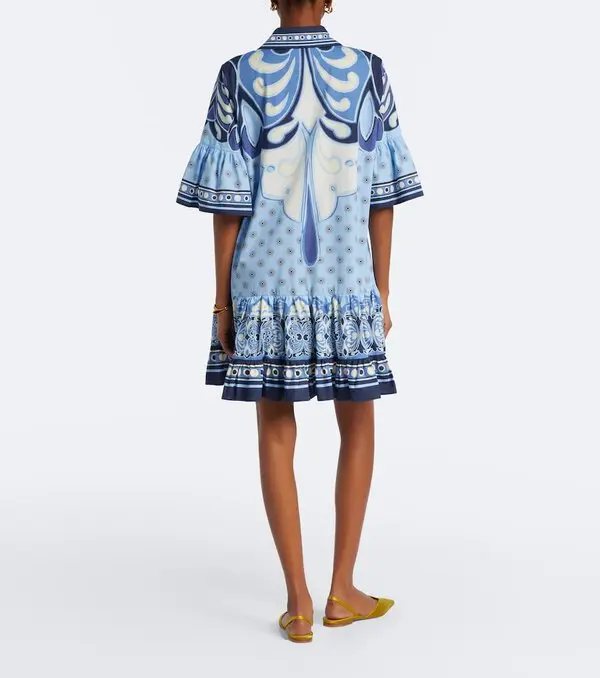 La DoubleJ Choux Printed Cotton Poplin Shirt Dress - Blue