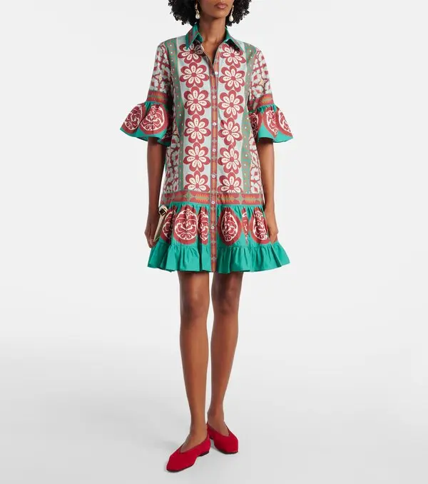 La DoubleJ Choux Printed Cotton Poplin Shirt Dress - Multicoloured